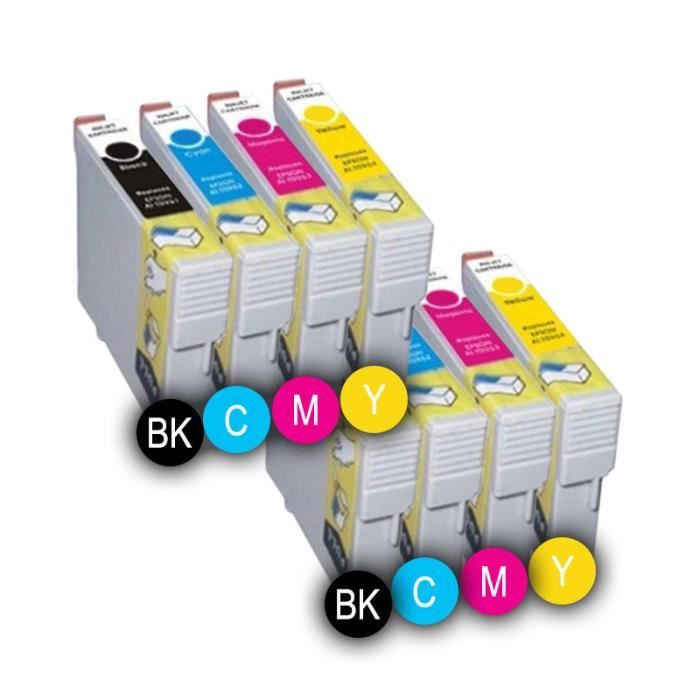LOT de 8 x CARTOUCHES d'encre COULEURS ASSORTIES - T-1281 BK - T-1284 Y ...