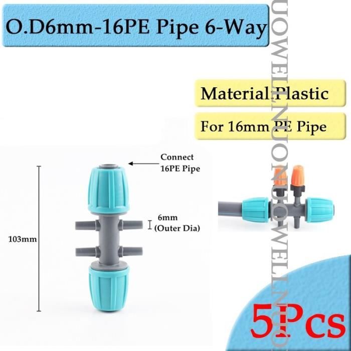 Tuyau d'arrosage,Connecteurs de tuyau d'arrosage de jardin 16mm,5 pièces,Micro Irrigation PE ...