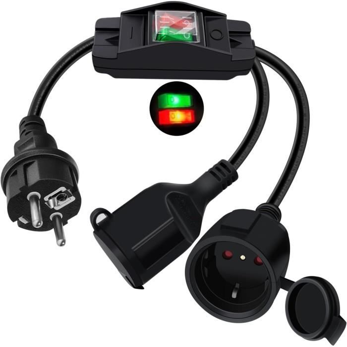 Rallonge Double Prise Extérieure 16A 250V Cable D'Extension Schuko Avec ...