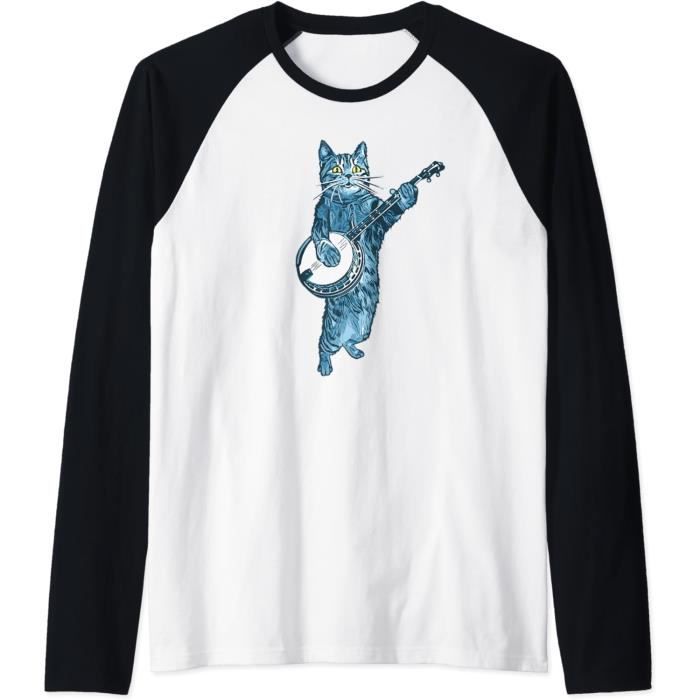Chat Banjo! Drôle Bluegrass Country Folk Music Vintage Kitty Manche ...