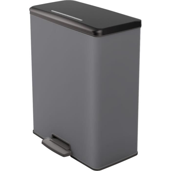 Poubelle Rectangle - DECO BIN - CURVER - 65L - Grande capacité - 49 x ...
