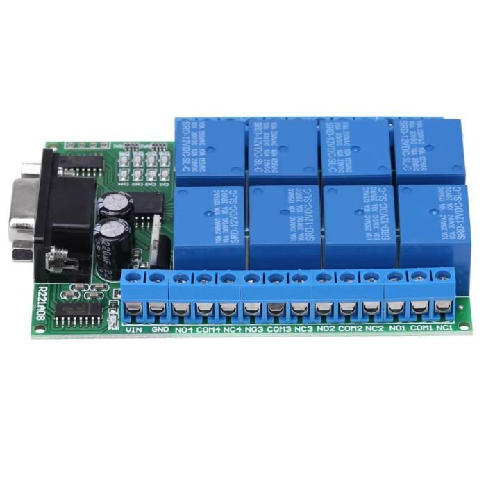 Module de Relais 12V 8 Canaux DB9 RS 232 Commutateur de Télécommande ...