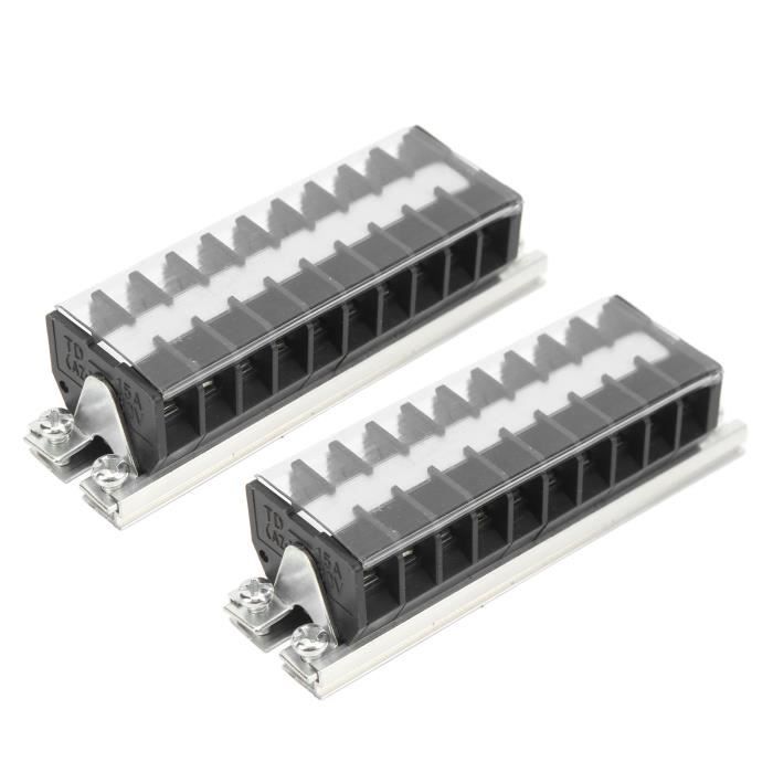 2 Pièces Bornier Double Rangée 660V 15A 10 Positions Bornier Barrette ...