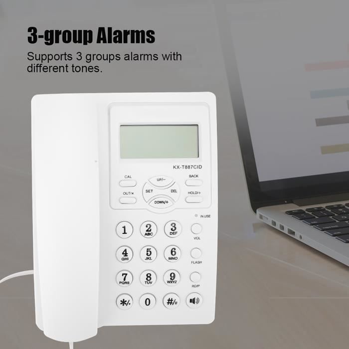 HURRISE Téléphone filaire avec haut-parleur Téléphone filaire semi-mains libres avec écran LCD ...