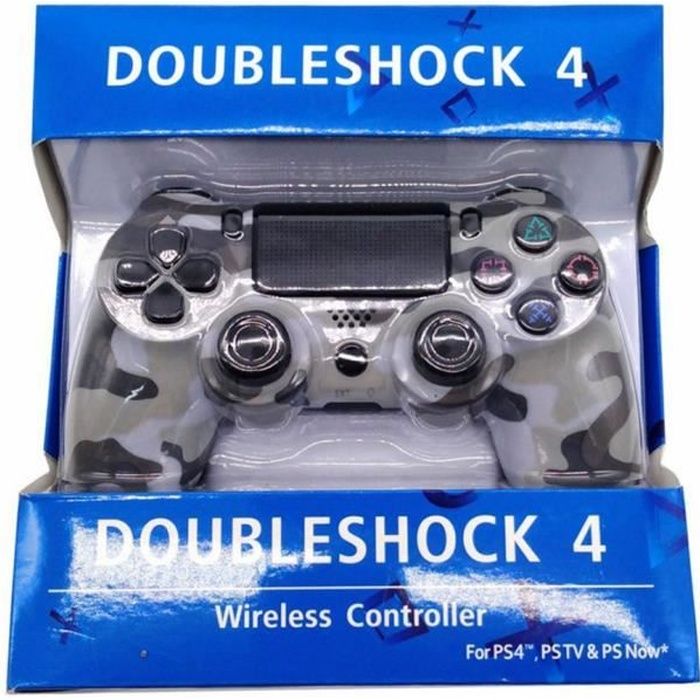 Manette de jeu de vibration sans fil pour Playstation 4 Detroit pour PS4, gris camouflage ...