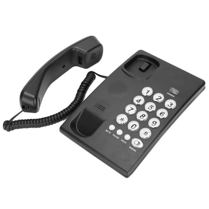 Omabeta Téléphone fixe KX‑T504 Téléphone Filaire Simple Téléphone de Bureau Multifonctionnel ...