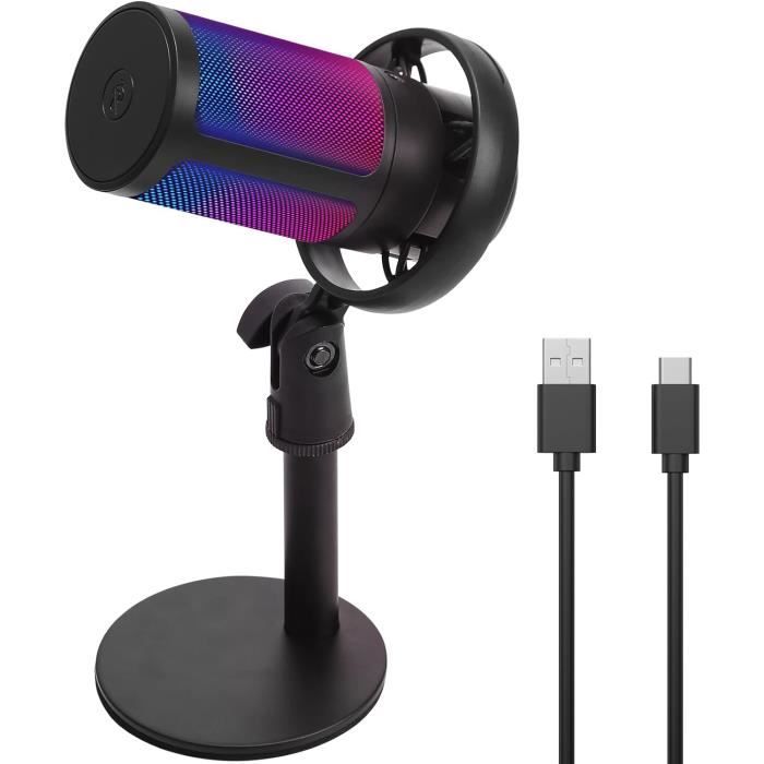 Usb Microphone Gaming, Rgb Condensateur Microphone Pour Pc Ps5, Avec ...