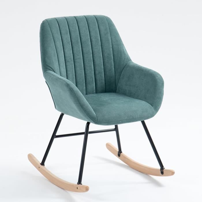 Fauteuil À Bascule Scandinave Chaise Relax Berçante Et Repos En Tissu ...