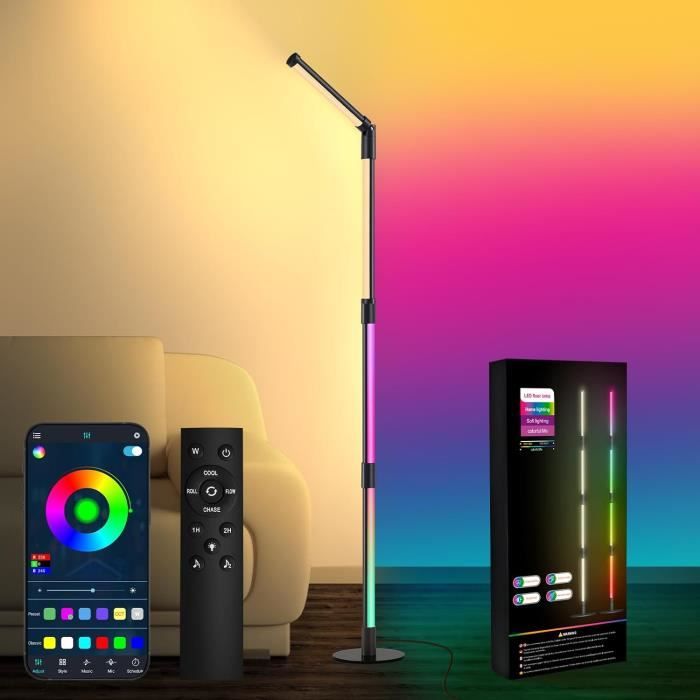 Led Rgb Lampadaire Sur Pied Salon, 360° Rotative Lampe Led Sur Pied, 16 Millions Couleurs, 214 ...