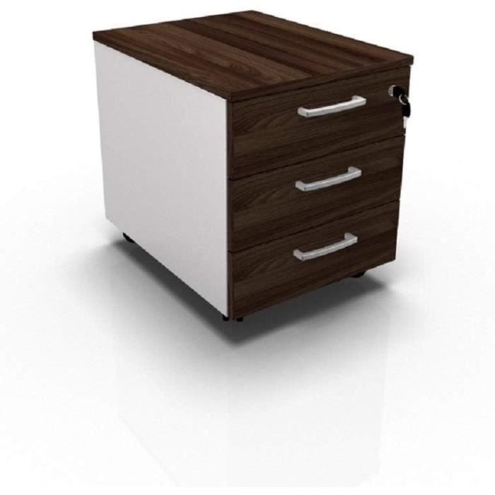 Caisson De Bureau,Commode De Bureau Avec Roulettes Et 3 Tiroirs (Blanc ...
