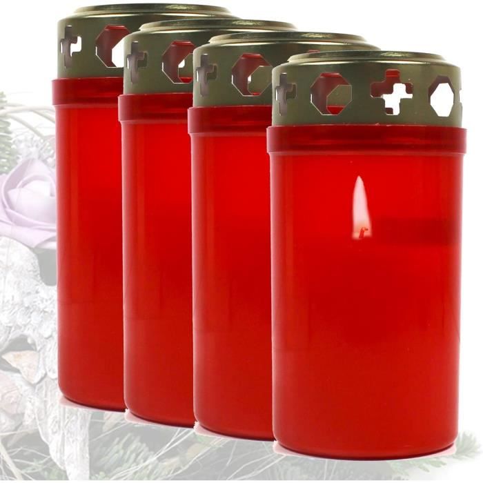 Candelo Lot de 4 bougies funéraires n°3 de qualité supérieure avec ...