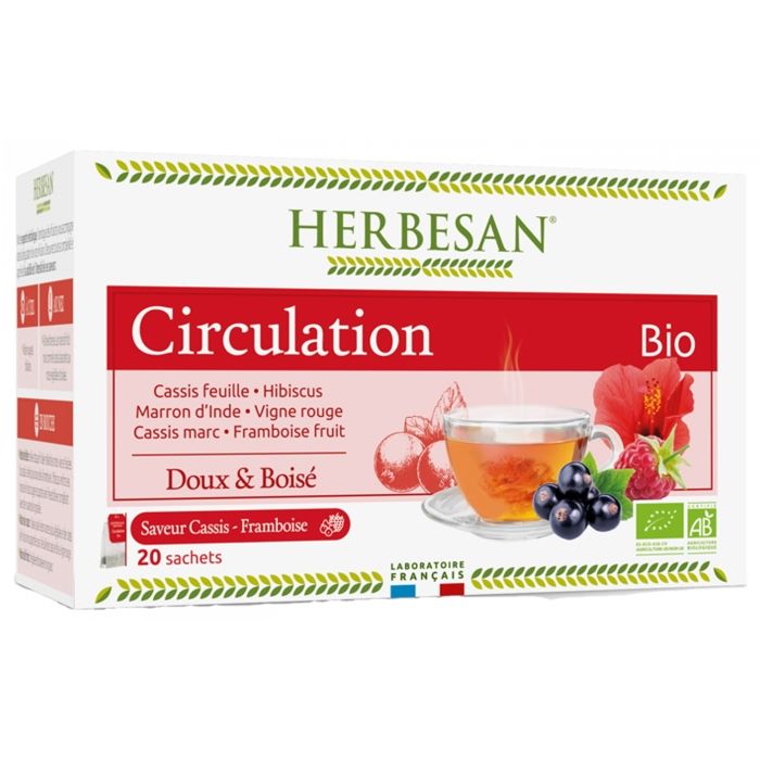 Herbesan Bio Infusion Circulation Saveur Cassis Framboise n°9 - 20 sachets - Cdiscount Au quotidien
