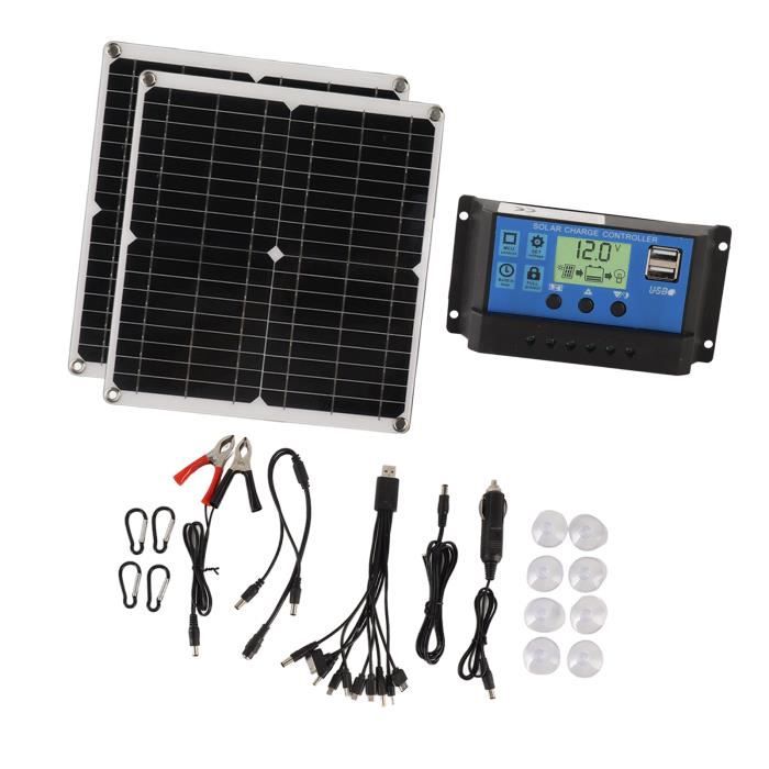 TMISHION Kit de panneau solaire portable Kit de panneau solaire 50W Panneau solaire 60A Ensemble ...