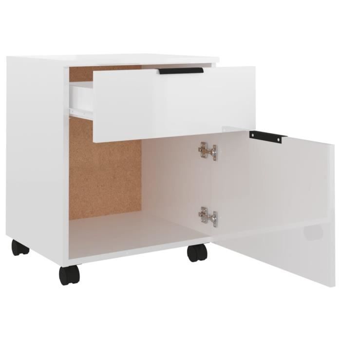 CYA Classeur mobile avec roues Blanc brillant 45x38x54 cm NOUVEAU ...