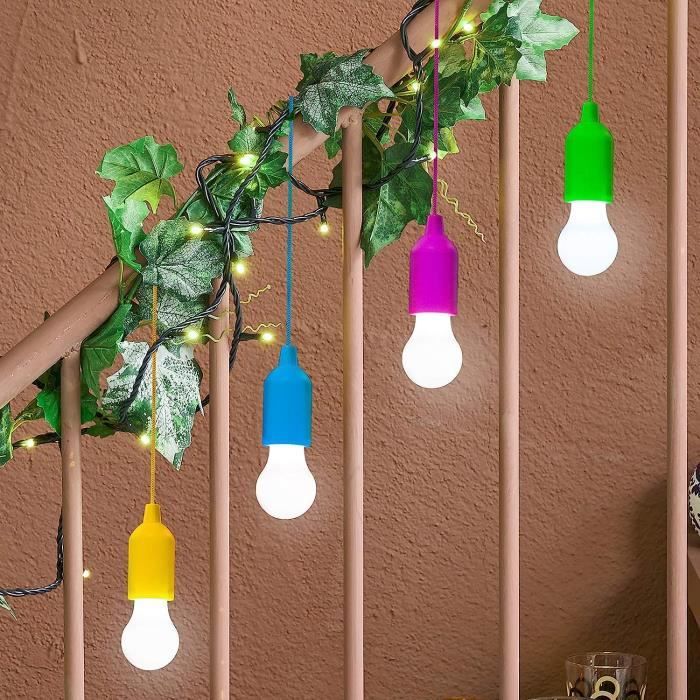 Pack de 4 ampoules LED à cordon rétractable - Lampe de nuit LED à piles ...