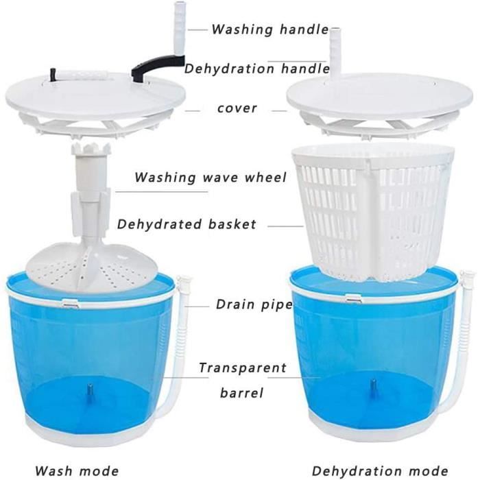 Laveuse écologique Portable, Mini Machine à Laver Manuelle à manivelle ...