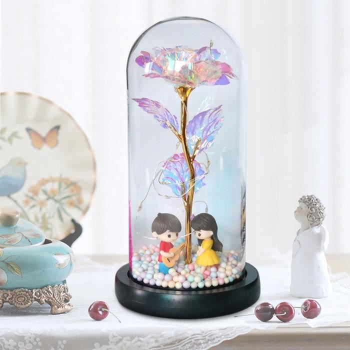LOR - LED Verre Veilleuse Romantique Rose Nuit Lampe Coloré Saint ...