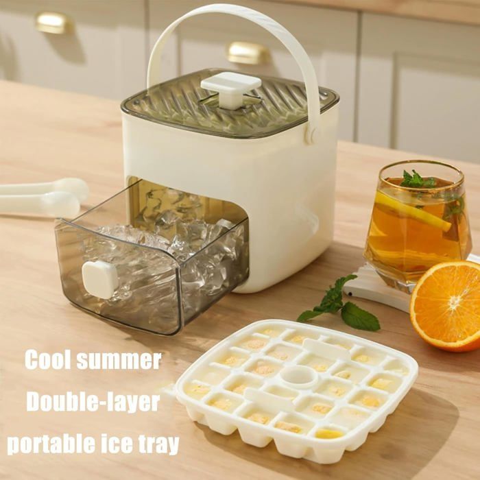Bac à glaçons avec couvercle et poubelle - Bac à glace pour congélateur ...