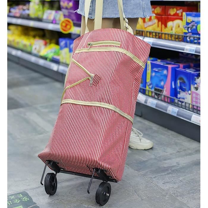Chariot De Courses,Pliable Poussette Marché 2 en 1 Diable Caddie à 2 ...