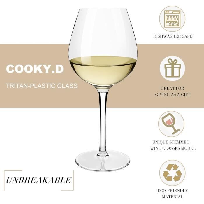 Incassable Verres À Vin Rouge De Bordeau 480Ml, Tritan-Plastique Grand ...