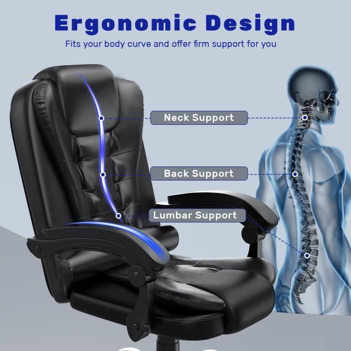 Fauteuil de bureau ergonomique en simili cuir, Siège Ergonomique à ...