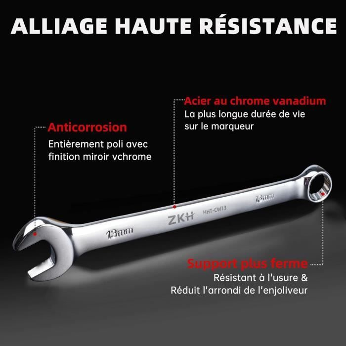 Clé Mixte - TRAHOO - 24mm - Acier au Chrome Vanadium - Résistant à la ...