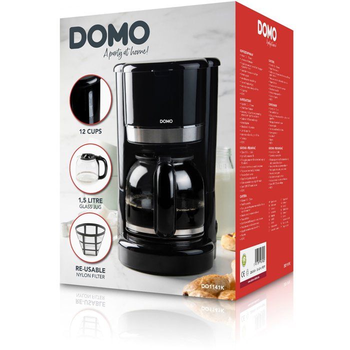 Cafetière filtre - DOMO - DO1141K - 900 W - 12 tasses - 1,5 L - Noir ...