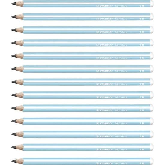 Crayon Graphite - STABILO Trio épais - Bleu - Boîte de 12- 2B ...