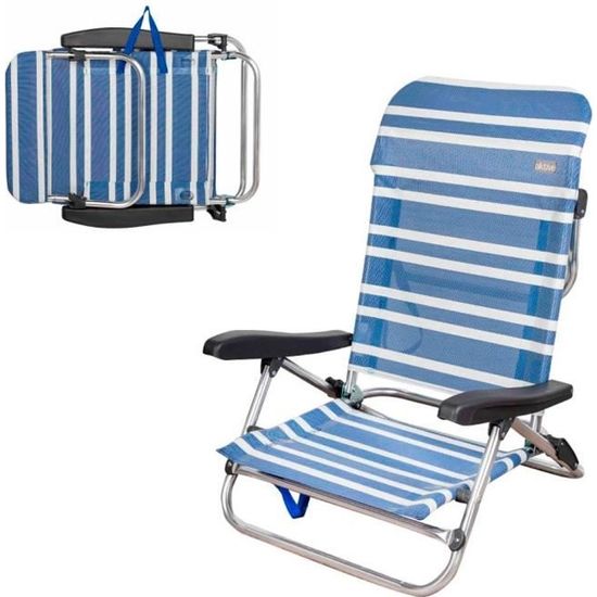 Chaise de plage basse pliante 5 positions Sailor Aktive Beach 61x53x78 ...