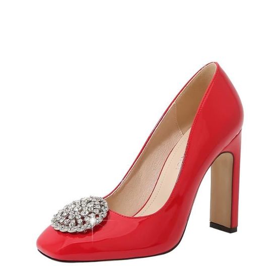 Escarpin Rouge à Talons Hauts avec Strass Circulaire pour Femme ...