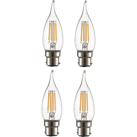 TEKLED Lot de 4 ampoules LED vintage à filament C35 - Culot à baïonnette B22 - Économie d ...