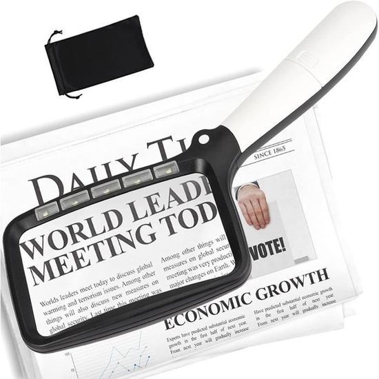 Loupe de Lecture à Main 3X avec LED Lères - SSS - Loupe Rectangulaire pour Lecture et ...