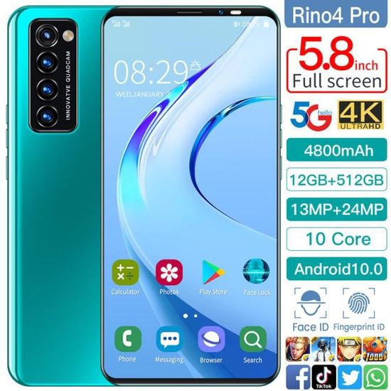 SMARTPHONE SENIOR - TELEPHONE PORTABLE SENIOR Rino4 Pro téléphone bas ...