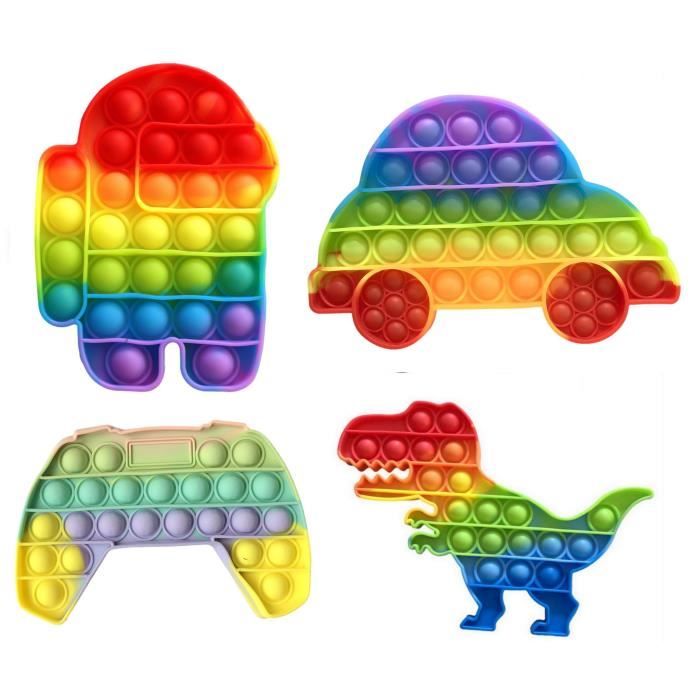 Pop it Go Pop -lot de 4- Fidget Toy- Pop Bubble licorne dinosaure glace ...