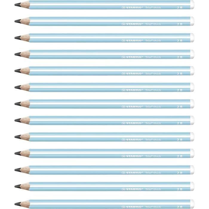 Crayon Graphite - STABILO Trio épais - Bleu - Boîte de 12- 2B ...