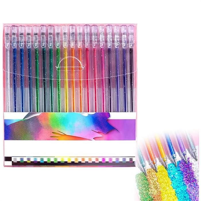 Ensemble de Stylos à Gel Pailleté, 18 Stylos à Gel à Paillettes ...