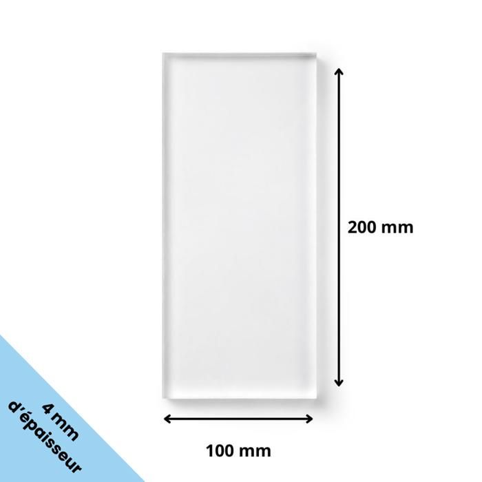 Plaque verre acrylique transparent 4 mm - 10 x 20 cm (100 x 200 mm ...