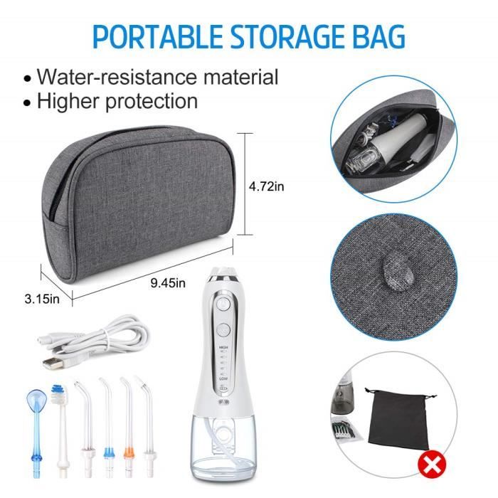 Irrigateur buccal AIHONTAI - Sac blanc de 300 ml, jet d'eau dentaire ... Irrigateur buccal AIHONTAI - Sac blanc de 300 ml, jet d'eau dentaire ...