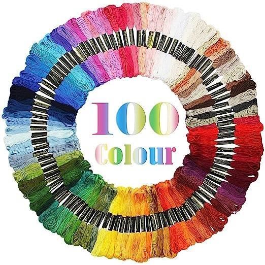 Fils à Broderie Kit 100 Couleurs, Couleur Fils à Brode pour Broderies ...