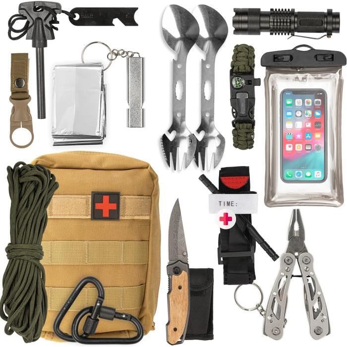 Kit De Survie Militaire Complet–Trousse De Secours Avec Garrot-Lampe ...