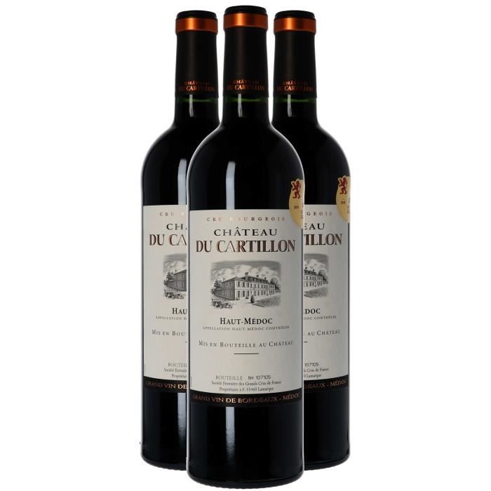 Château du Cartillon Rouge 2021 - Lot de 3x75cl - Vin Rouge de Bordeaux ...