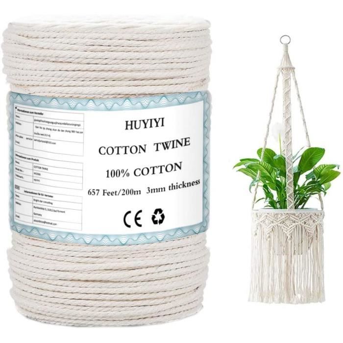 Corde en Macé, Corde en Coton Naturel Fil de Macé Coton Bohème Cordon ...