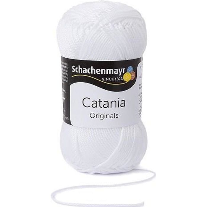 Fil à tricoter - SCHACHENMAYR - Catania Blanc - 100% coton - Pelote 50 ...