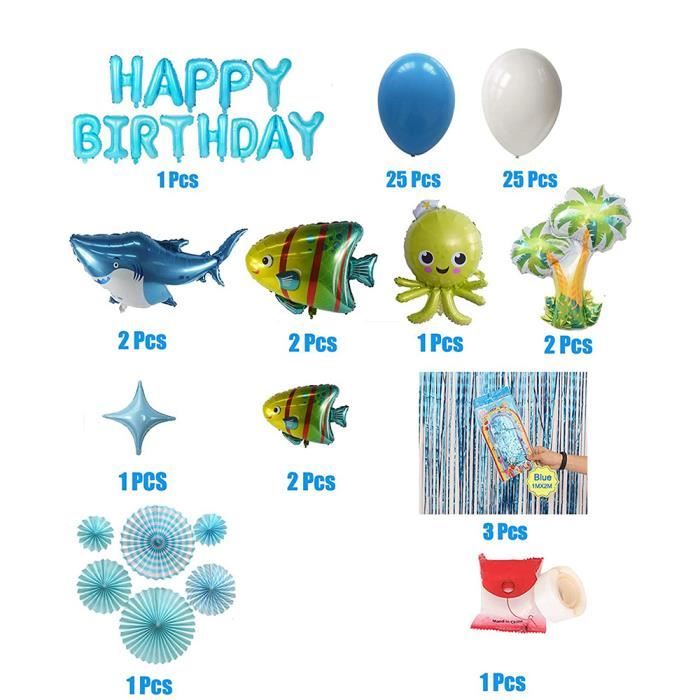 Ballons De La Mer Bleue Avec Animaux De L39océan Kit De Guirlande Pour ...