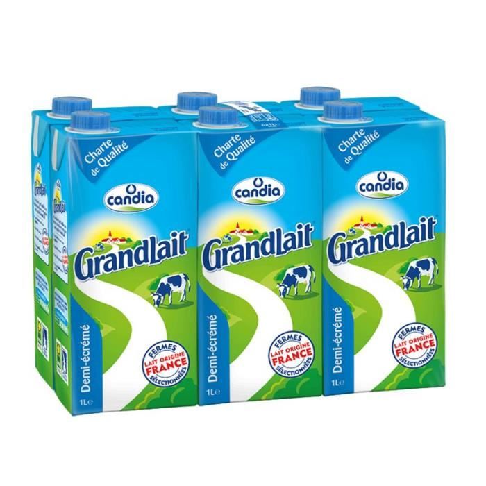 CANDIA GRAND LAIT Lait demi-écremé 6x1L - Cdiscount Au quotidien