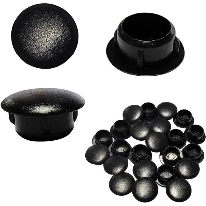 25 Pièces Cache Trou En Plastique 10Mm, Bouchon Trou Vis Meuble Noir ...