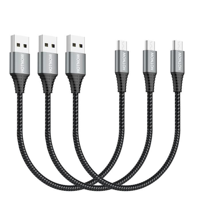 Câble Micro Usb Court 0,3 M 3 Pcs, 30 Cm Câble De Chargeur Android ...