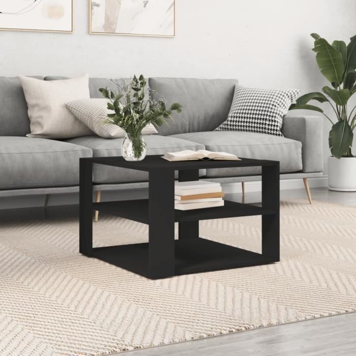 ETO- Table basse noir 59,5x59,5x40 cm bois d'ingénierie ...