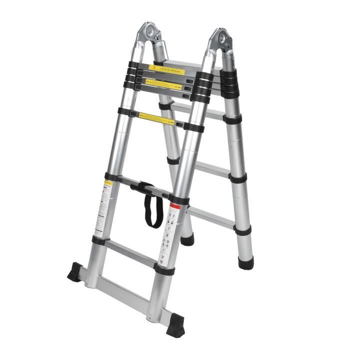 Échelle télescopique - MINIFINKER - 4,4 m - Aluminium - Capacité 150 kg ...