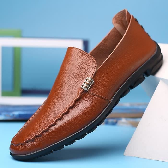 Chaussure mocassins homme oxford chaussures cuir Marron - Cdiscount ...